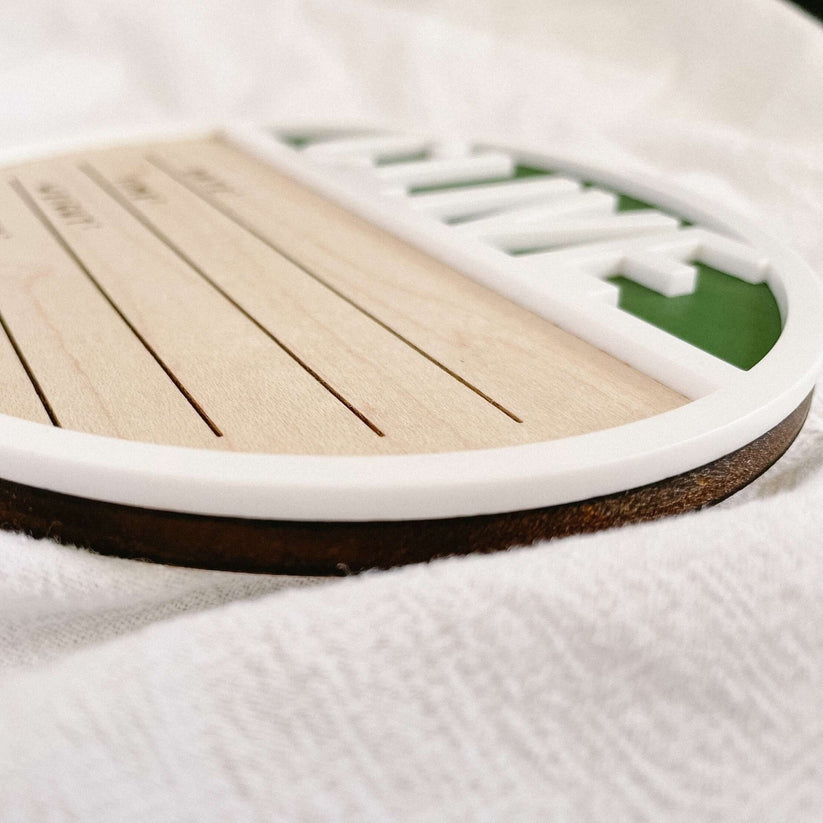 Acrylic + Wood Birth Announcement Round, Newborn Photo Prop – Grace ...