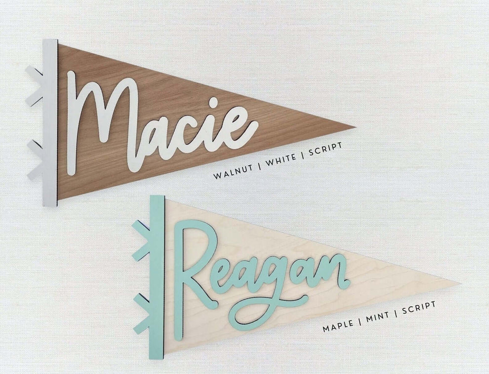 Custom Wood Name Pennant Sign for Nursery, Kids or Play Room – Grace ...